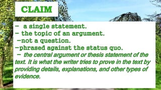 Claims of Fact, Value and Policy | PPTX