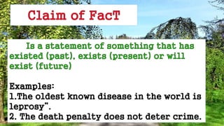 Claims of Fact, Value and Policy | PPTX