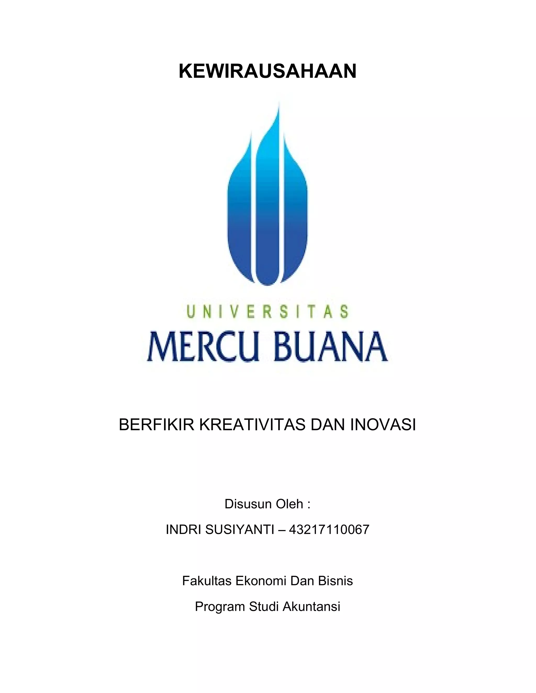 4.usaha, indri susiyanti, hapzi ali, berfikir kreativitas dan inovasi, universitas mercu buana ...