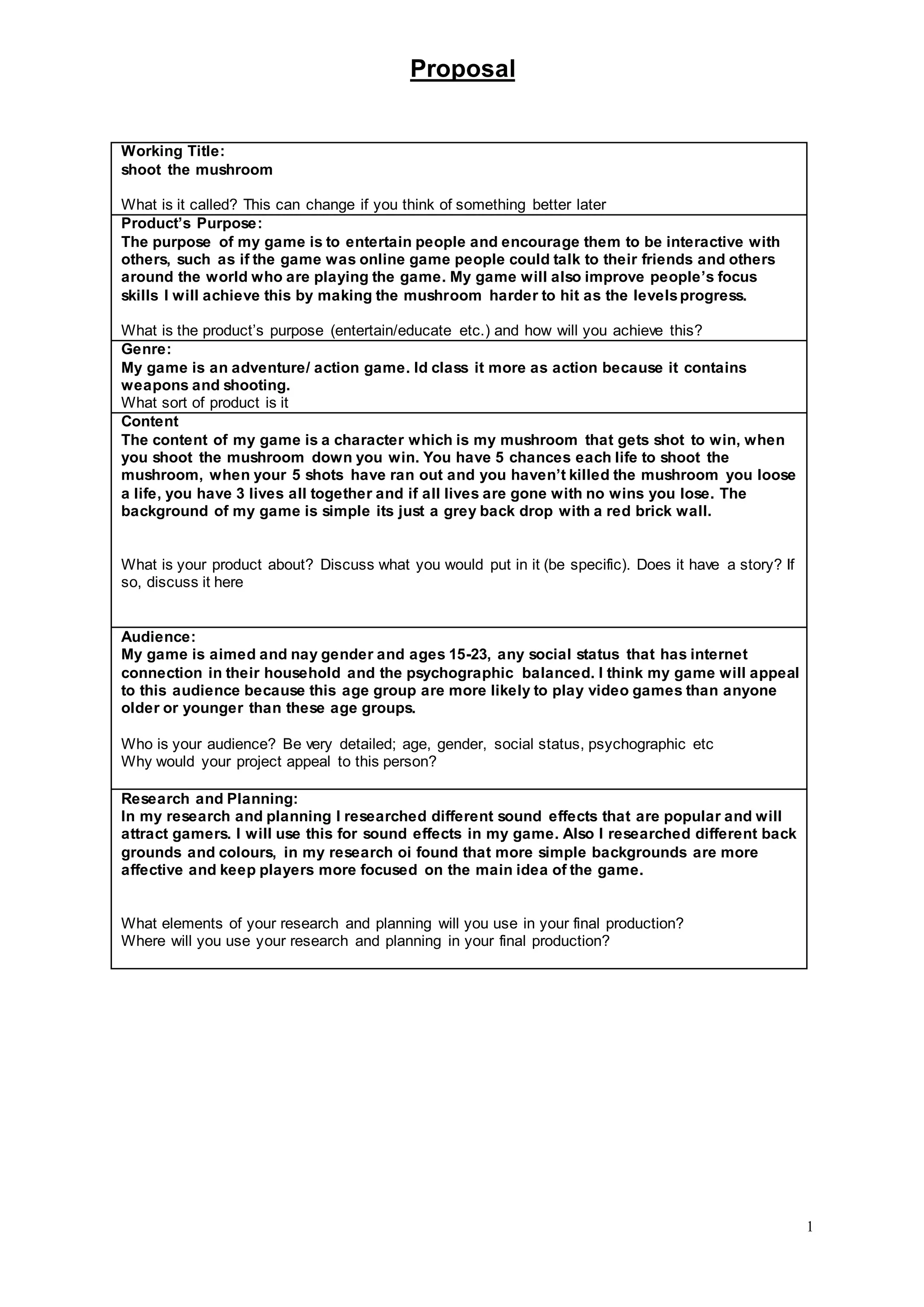 4. proposal | DOCX | Roleplaying Games | Games and Puzzles