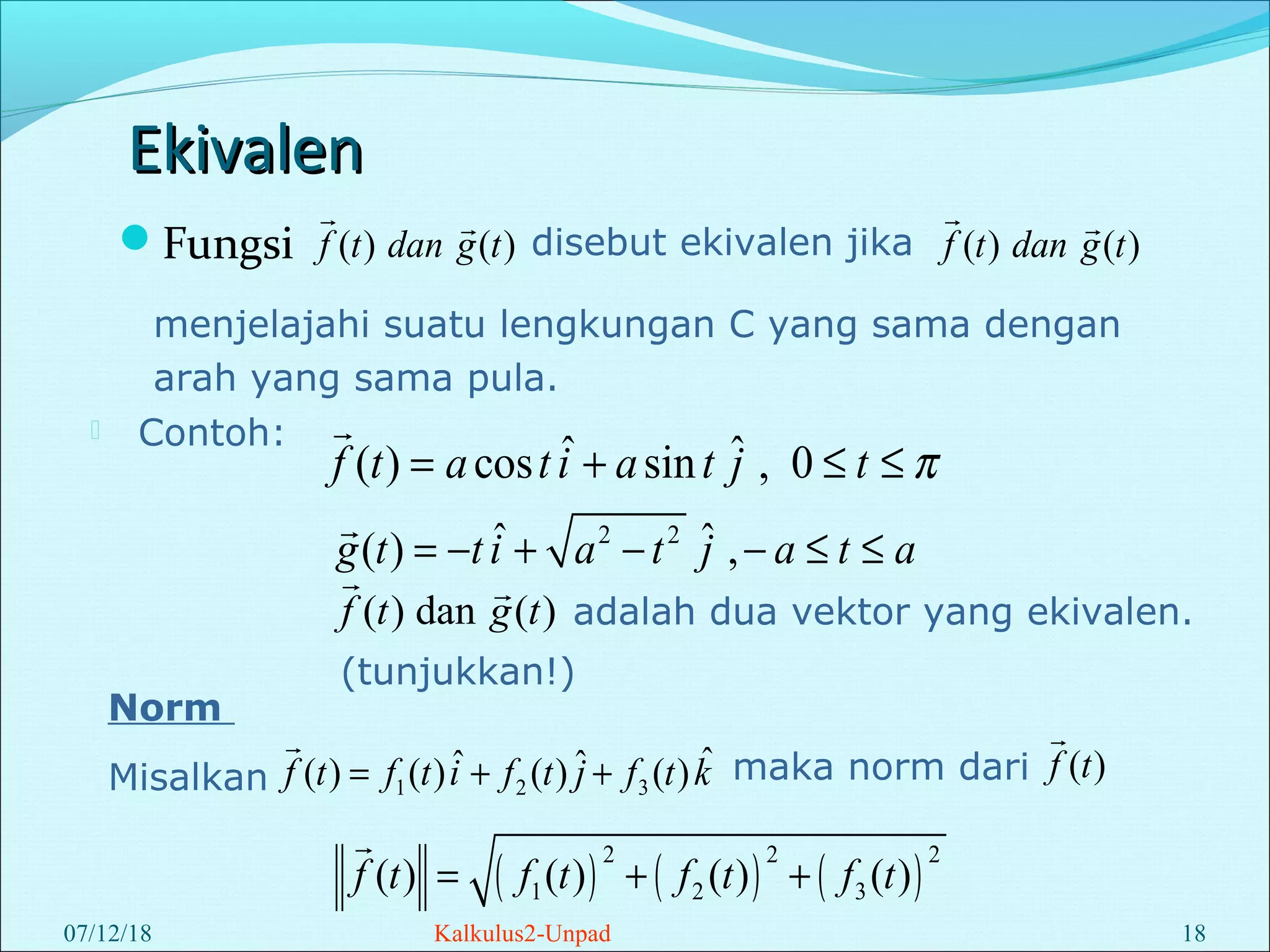 Fungsi Vektor ( Kalkulus 2 ) | PPS