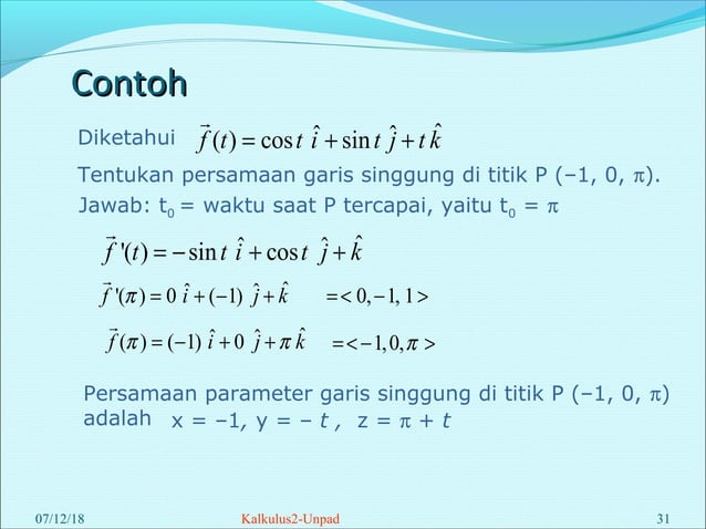 Fungsi Vektor ( Kalkulus 2 ) | PPS