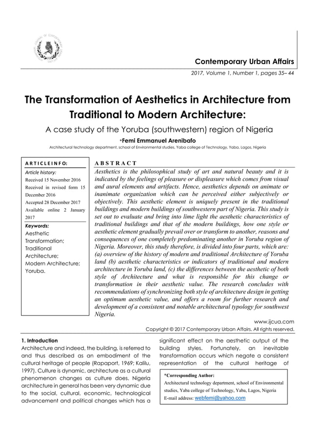 The Transformation of Aesthetics in Architecture from Traditional to ...