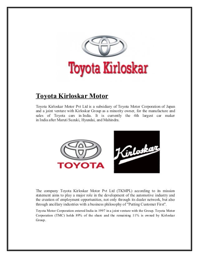 TOYOTA KIRLOSKAR MOTOR PVT LIMITED