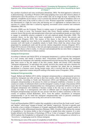 Examining the Phenomenon of Xenophobia as Experienced by African ...
