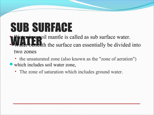 Sub surface water | PPT | Geography | Science