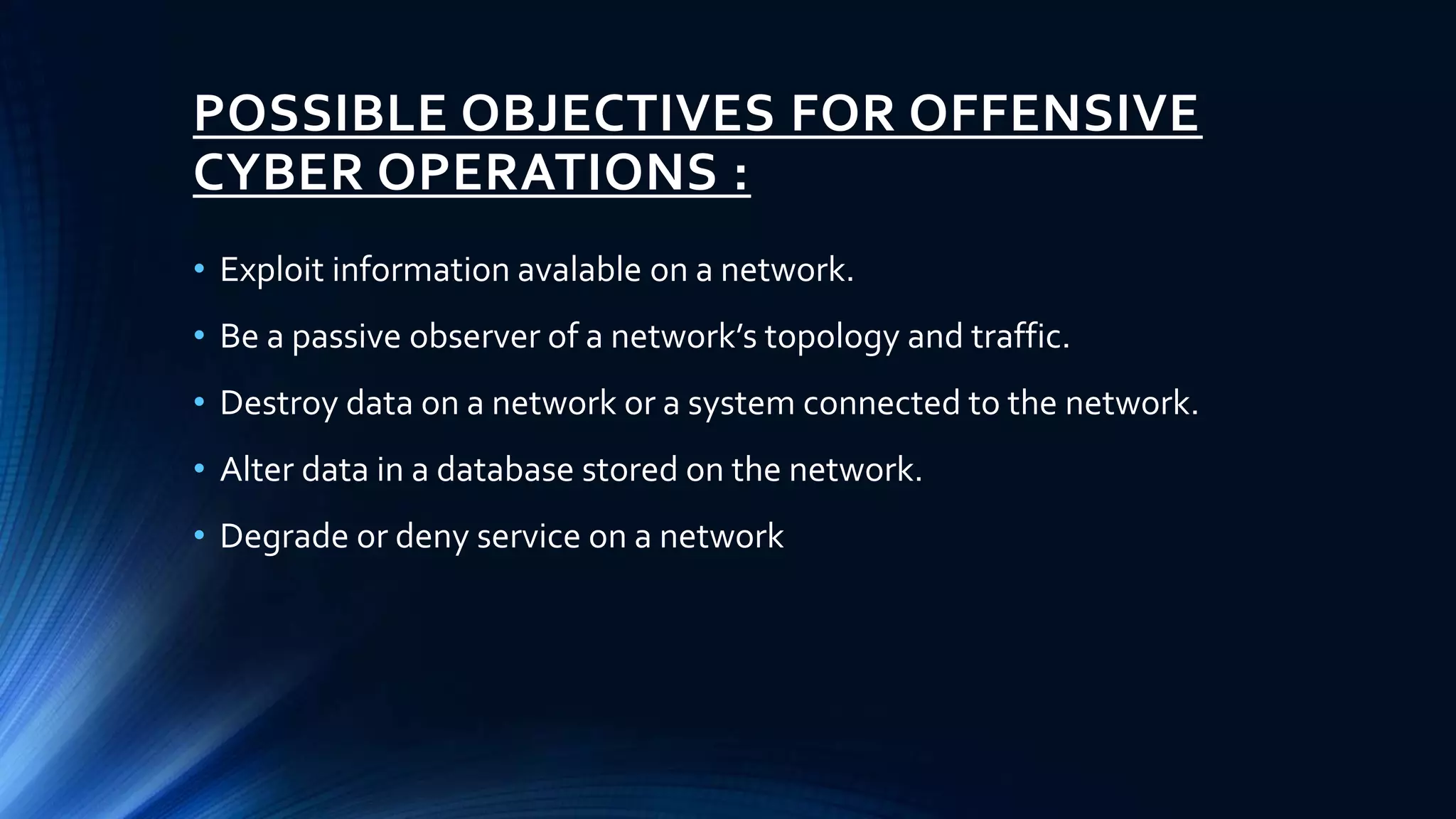 Cyber Space Operation- Offensive Cyber Space Operation | PPTX