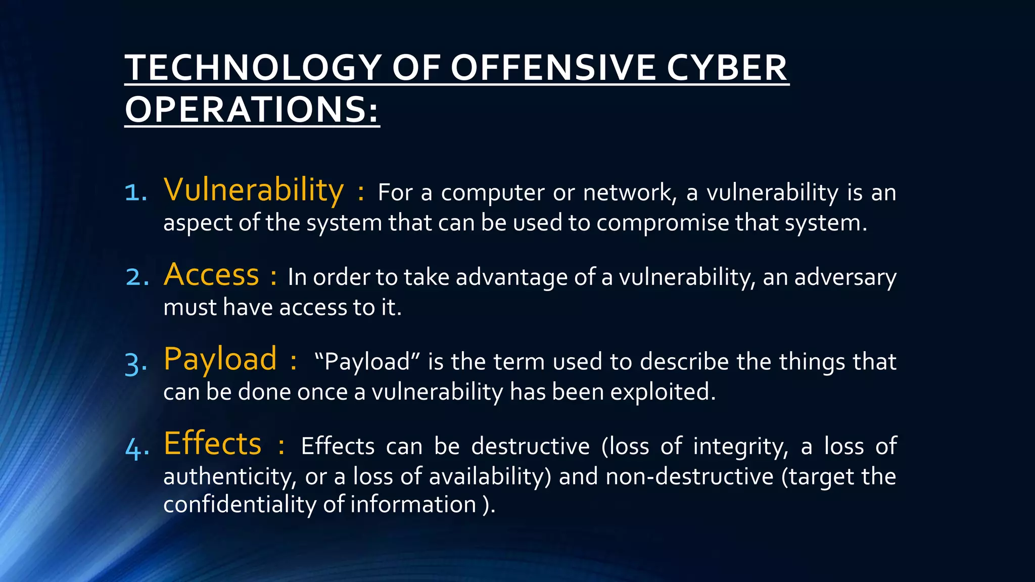 Cyber Space Operation- Offensive Cyber Space Operation | PPTX