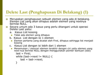 4.1 Operasi Dasar Singly Linked List 1 (primitive list) | PPT