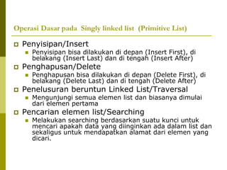 4.1 Operasi Dasar Singly Linked List 1 (primitive list) | PPT