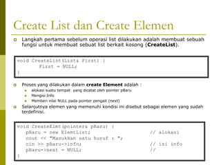 4.1 Operasi Dasar Singly Linked List 1 (primitive list) | PPT