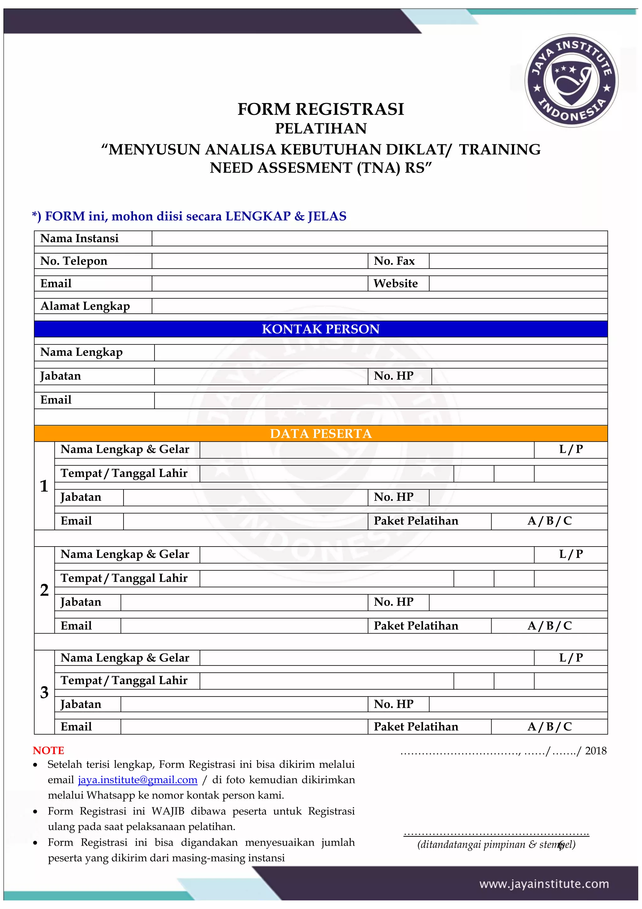 4. tor pelatihan tna | PDF
