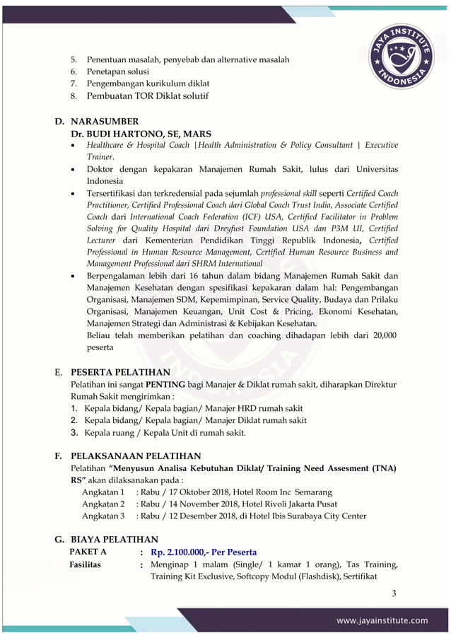 4. tor pelatihan tna | PDF