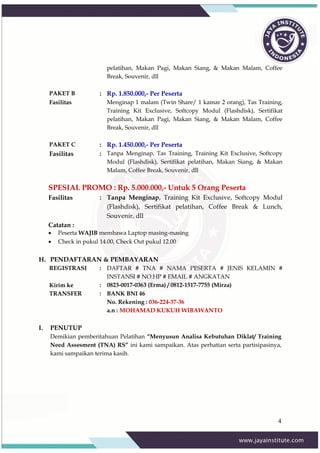 4. tor pelatihan tna | PDF