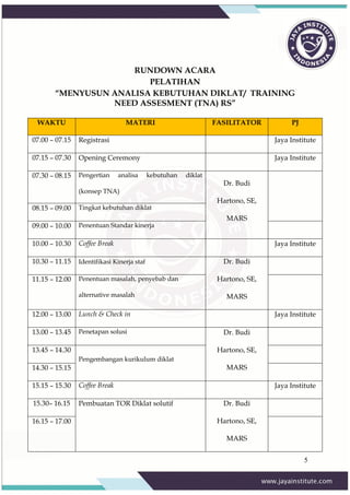 4. tor pelatihan tna | PDF