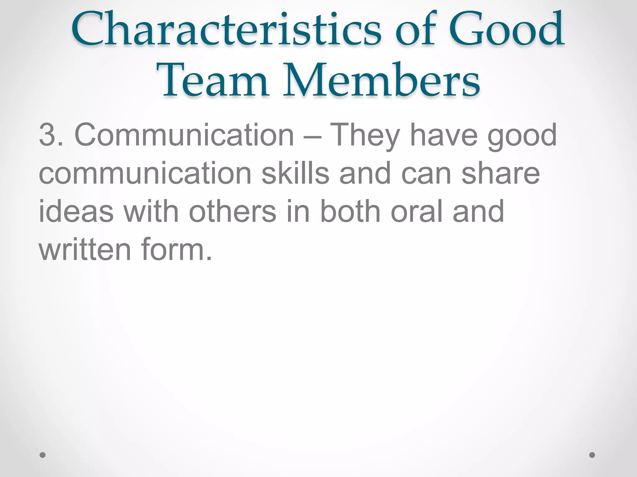 Characteristics of Good Team Members | PPTX