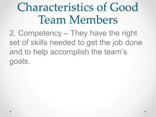 Characteristics of Good Team Members | PPTX