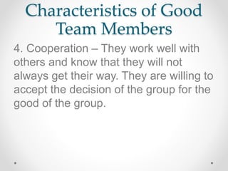 Characteristics of Good Team Members | PPTX