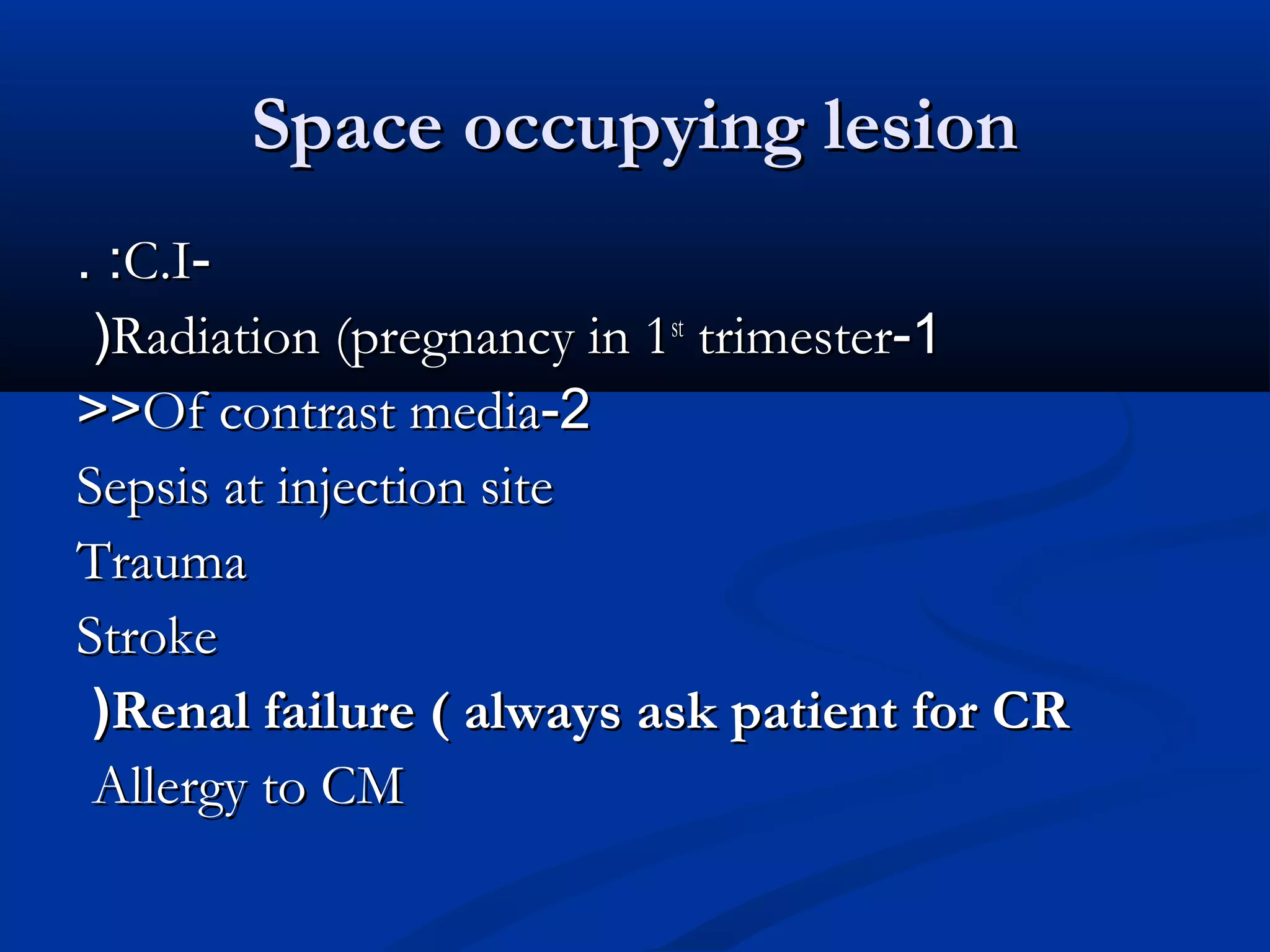 Radiological Techniques of brain Space occupying lesion | PPT