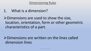 Dimensioning Rules in Engineering Drawing | PPTX