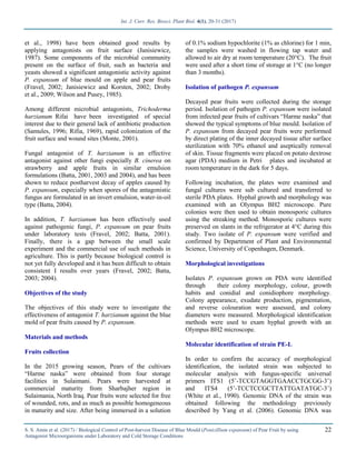 Biological Control of Post-harvest Disease of Blue Mould (Penicillium ...