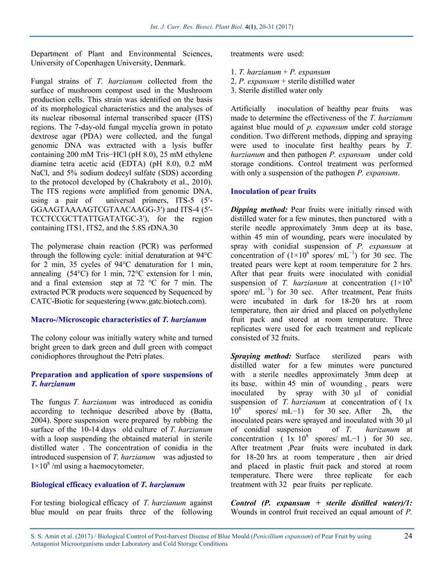 Biological Control of Post-harvest Disease of Blue Mould (Penicillium ...