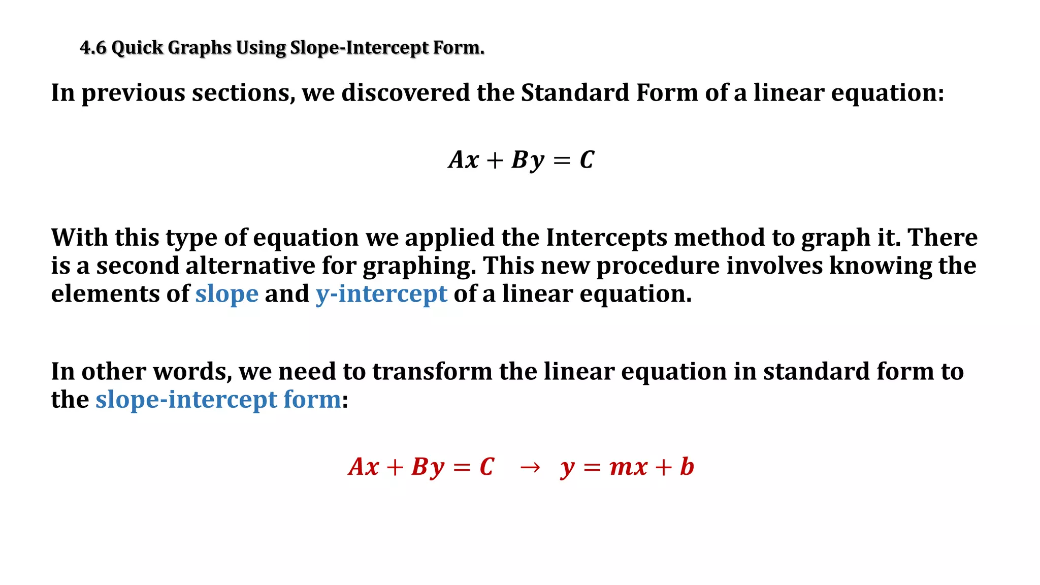 4.6 quick graphs using slope intercept form | PPT