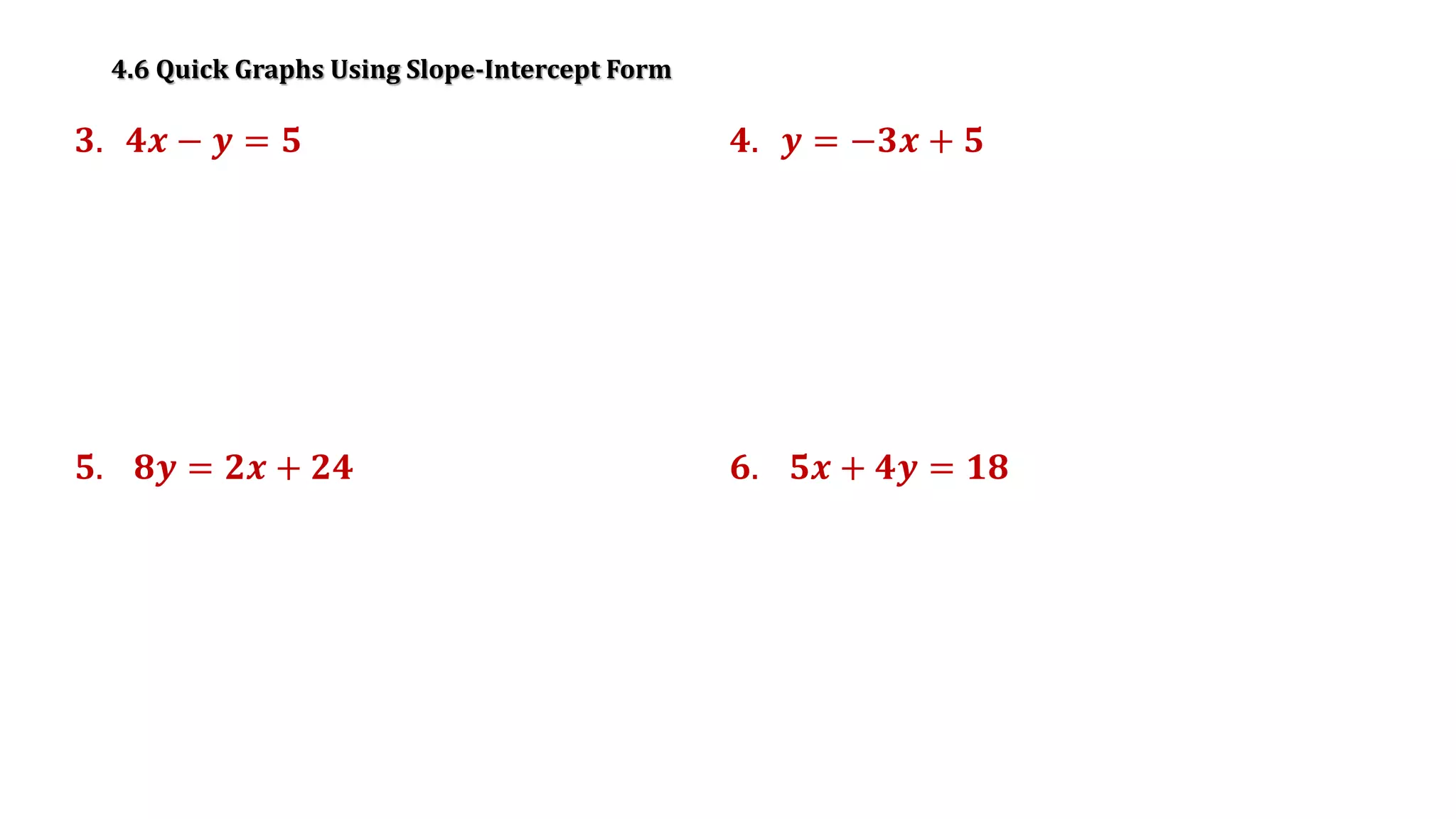 4.6 quick graphs using slope intercept form | PPT