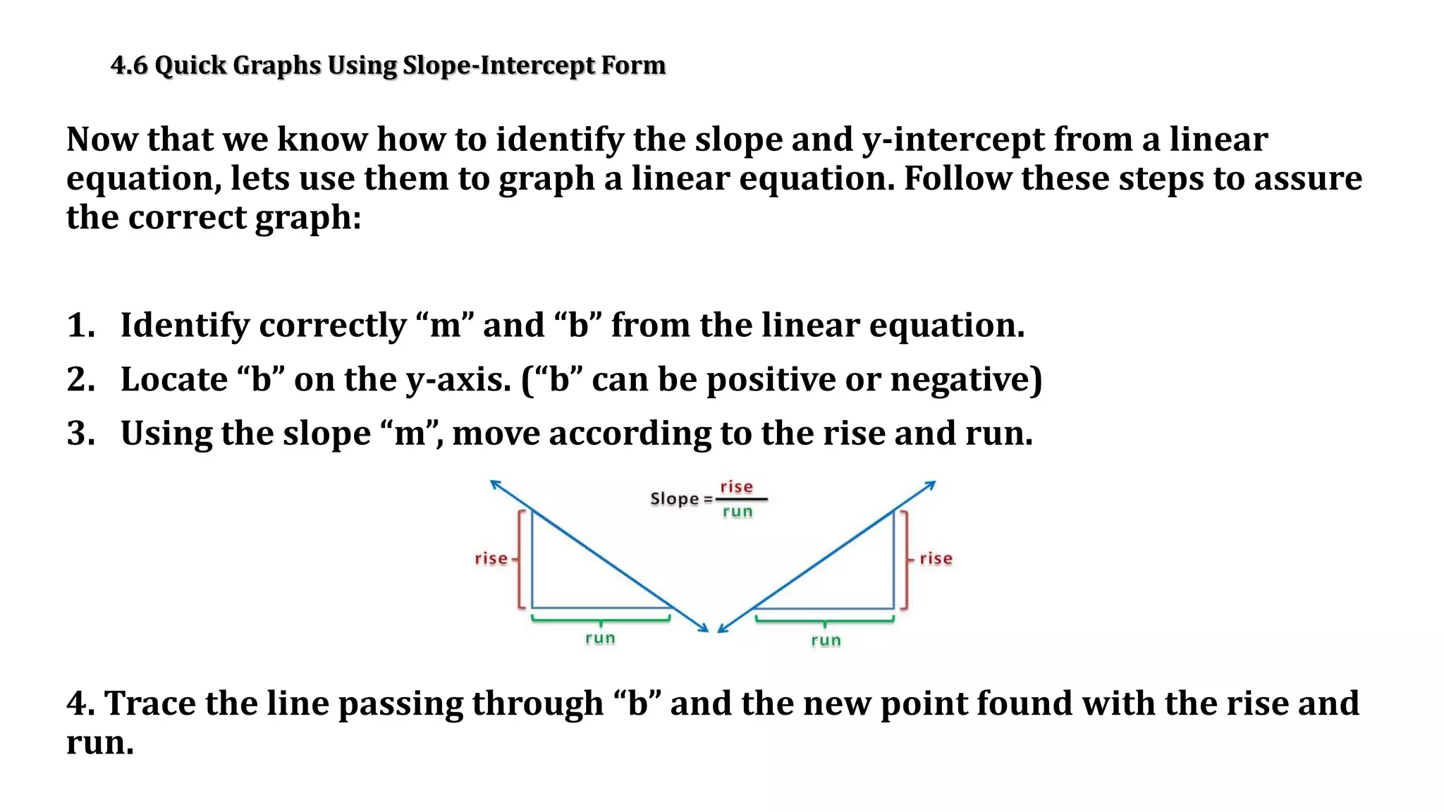 4.6 quick graphs using slope intercept form | PPT