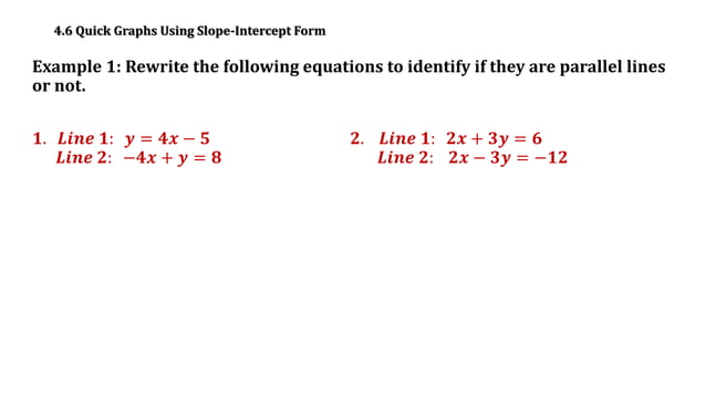 4.6 quick graphs using slope intercept form | PPT