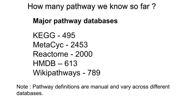 Metabolic pathway mapping against KEGG, Reactome, HMDB and CPDB | PPTX | Databases | Computer ...