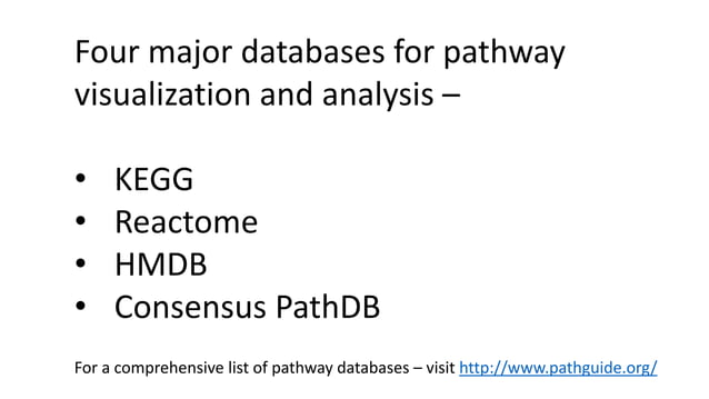 Metabolic pathway mapping against KEGG, Reactome, HMDB and CPDB | PPTX | Databases | Computer ...