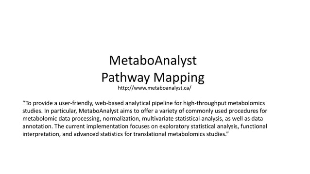 Metabolic Pathway Mapping Against Kegg Reactome Hmdb And Cpdb Pptx Databases Computer