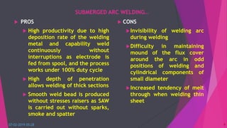 Electric arc welding processes MIG,SAW,ESW | PPT