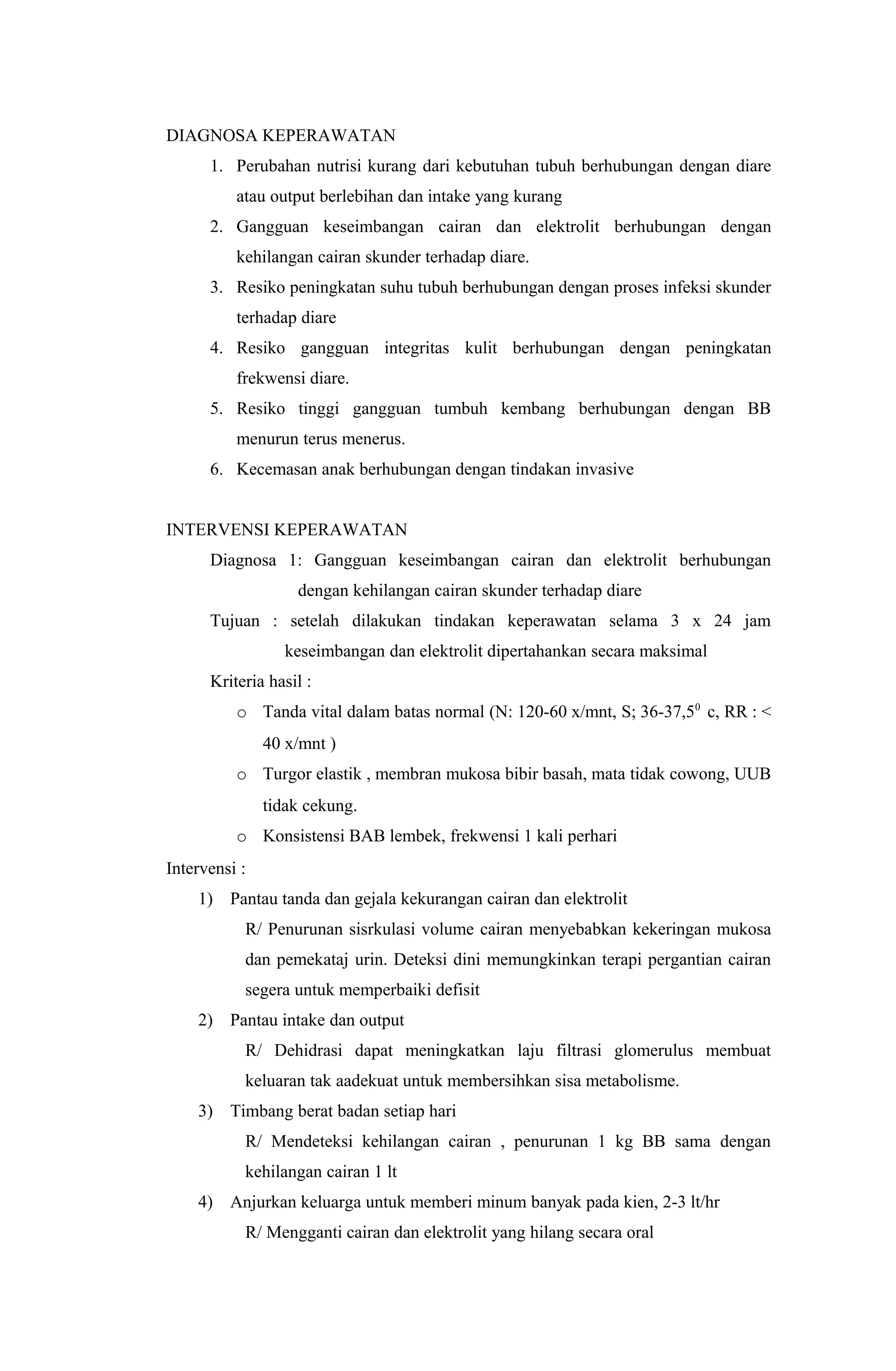 4. askep diare akut dehidrasi sedang | DOC