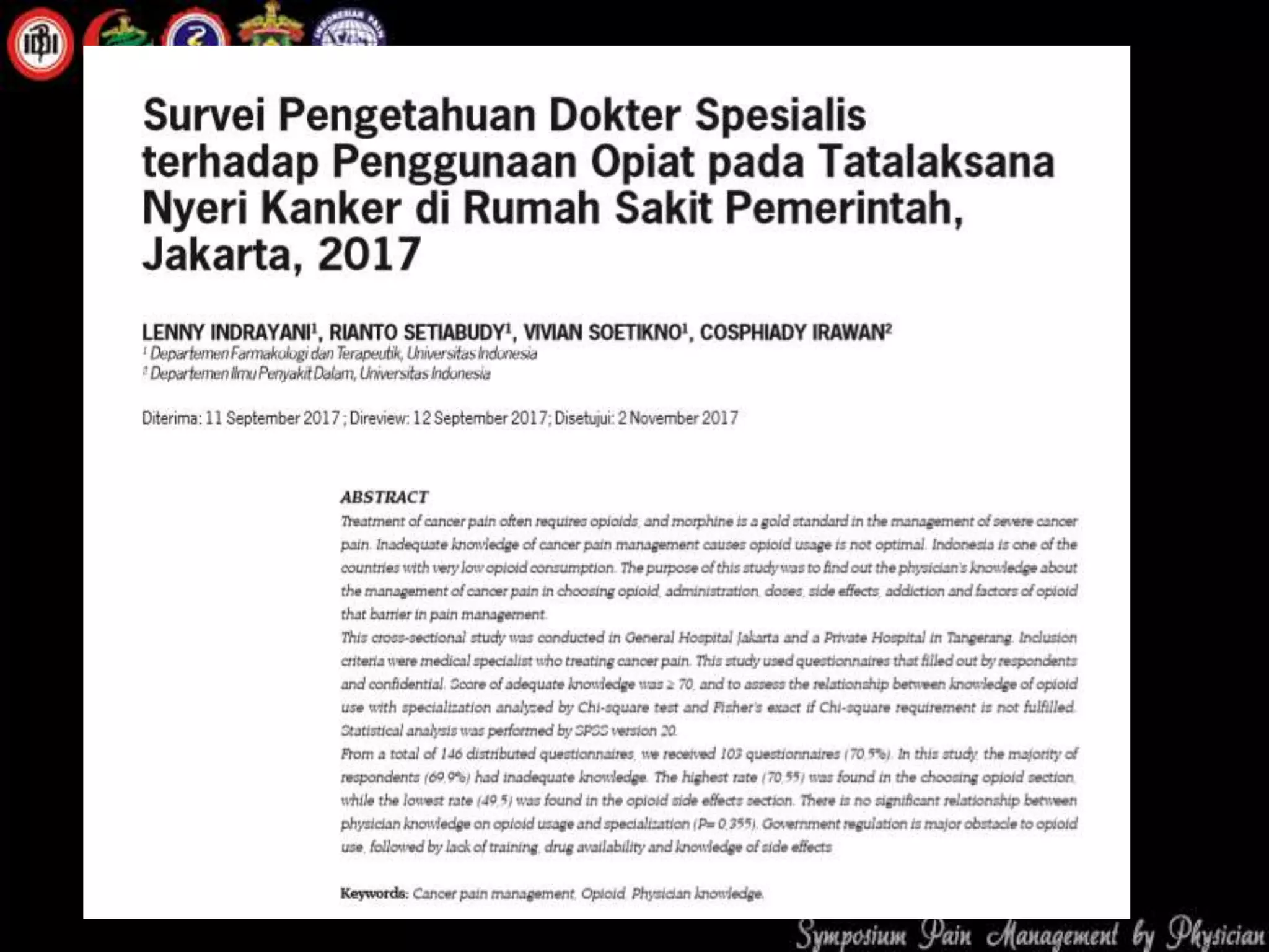 Multidisciplinary pain management rsuh dr. takdri | PPT