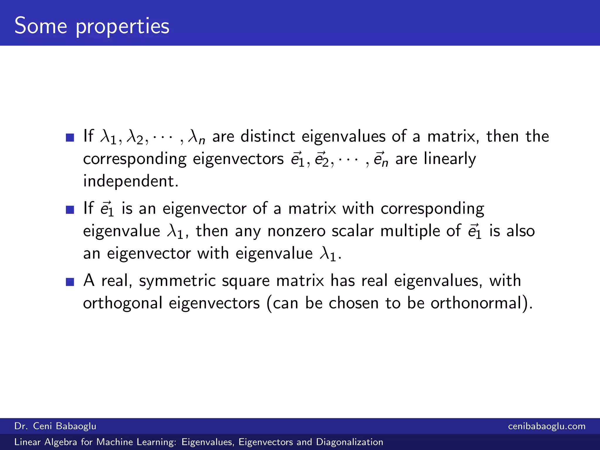 4. Linear Algebra for Machine Learning: Eigenvalues, Eigenvectors and Diagonalization | PDF