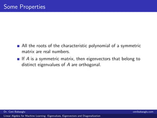 4. Linear Algebra for Machine Learning: Eigenvalues, Eigenvectors and Diagonalization | PDF