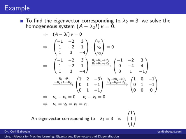 4. Linear Algebra for Machine Learning: Eigenvalues, Eigenvectors and Diagonalization | PDF