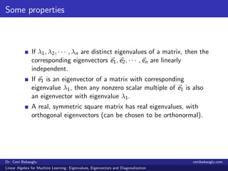 4. Linear Algebra for Machine Learning: Eigenvalues, Eigenvectors and Diagonalization | PDF