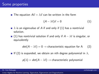 4. Linear Algebra for Machine Learning: Eigenvalues, Eigenvectors and Diagonalization | PDF