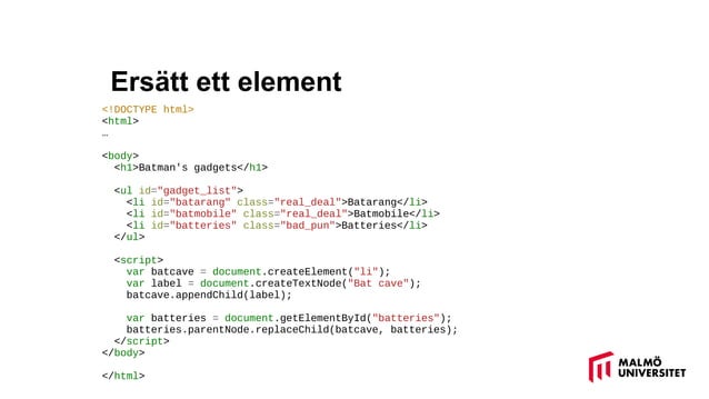 JavaScript och DOM | PPT