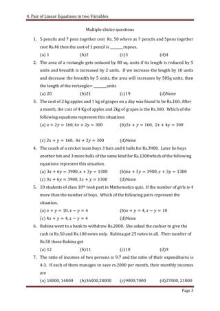 4.pair of linear equations in two variables | PDF