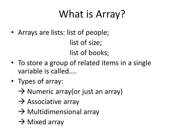 4.1 PHP Arrays | PPT