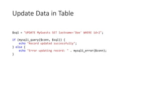 4.3 MySQL + PHP | PPT