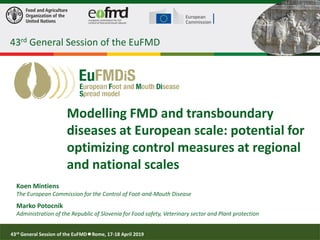 GS43_04. Modelling FMD and transboundary diseases at European scale | PDF | Medical Health
