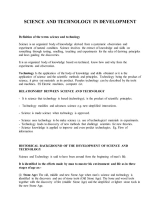 SCIENCE AND TECHNOLOGY IN DEVELOPMENT | PDF