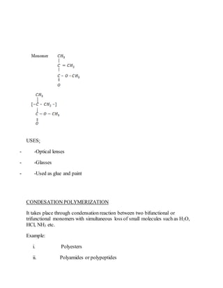 ORGANIC CHEMISTRY 1.1 -POLYMERS | PDF