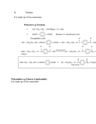 ORGANIC CHEMISTRY 1.1 -POLYMERS | DOCX
