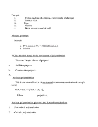 ORGANIC CHEMISTRY 1.1 -POLYMERS | DOCX